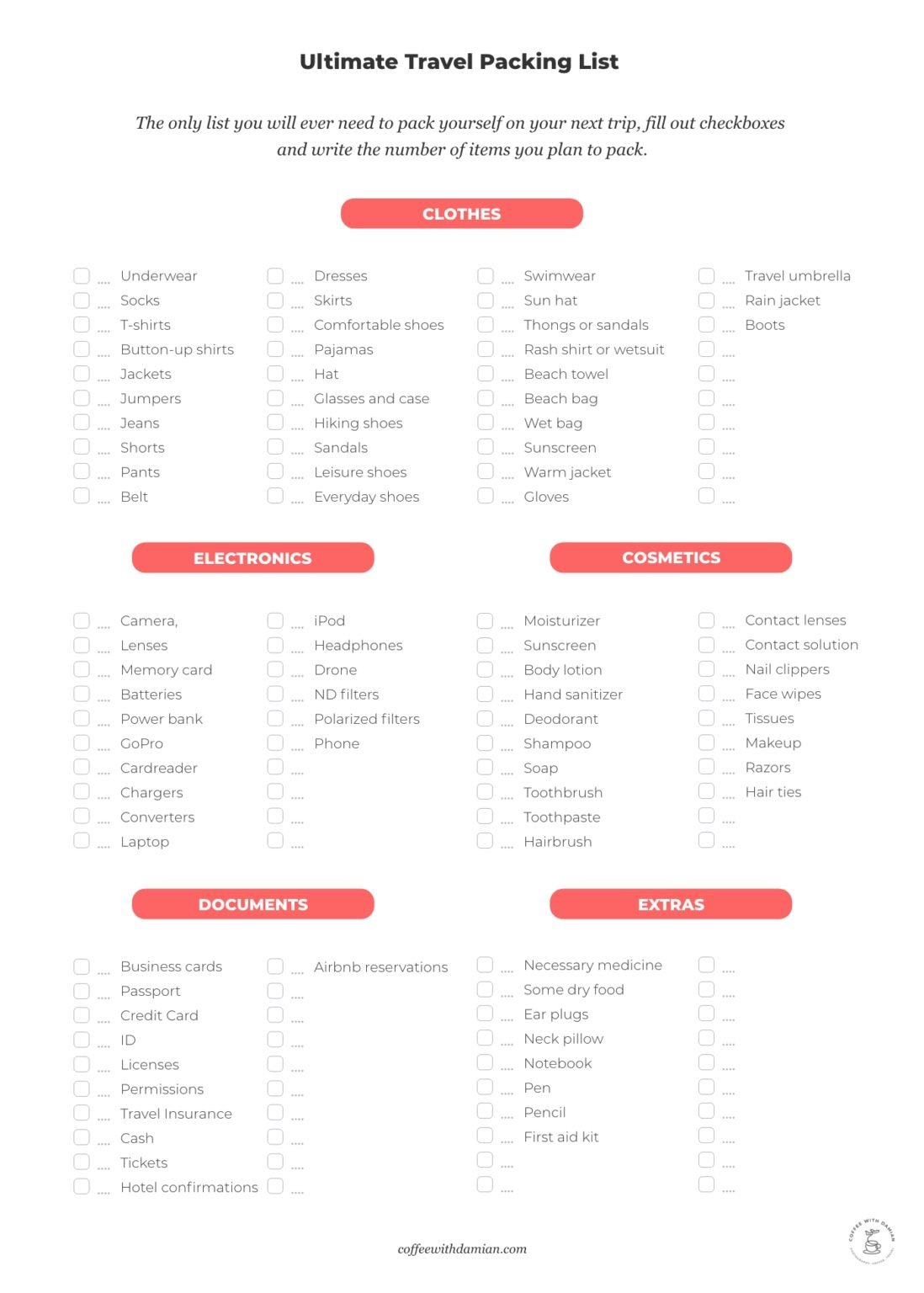 Ultimate Travel Packing List (2026) | Download Free PDF