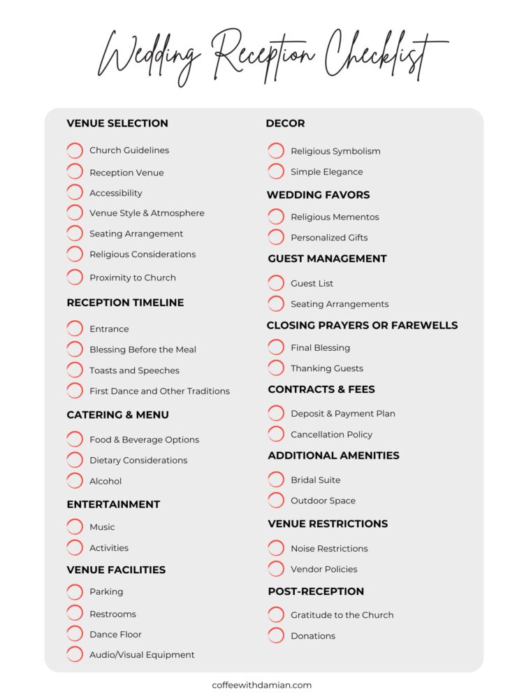 Wedding Reception Checklist in 2025 | Printable PDF!